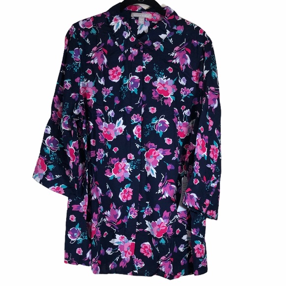 Woman Within | Tops | Woman Within 416 Medium Shirt Floral Button Up ...